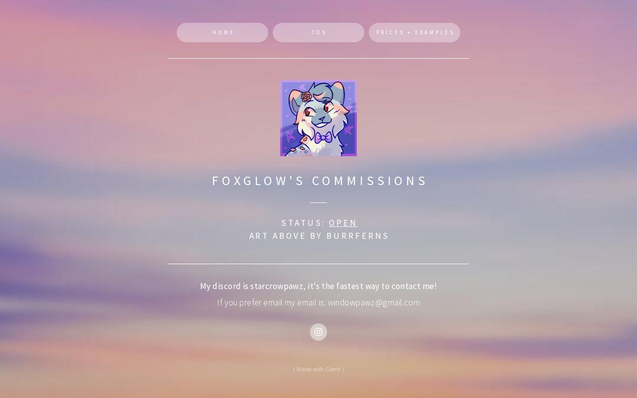 Foxglow's Commissions